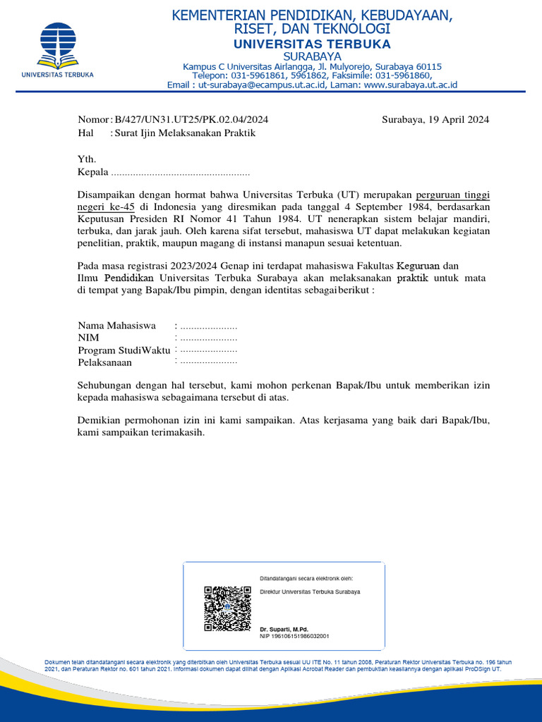 Surat Ijin Kosong | PDF