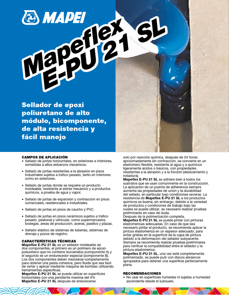 Mapeflex E-PU 21 SL | PDF | Poliuretano | Cemento