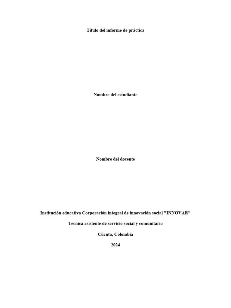 Esquema de Informe Práctica I | PDF | Trabajo Social
