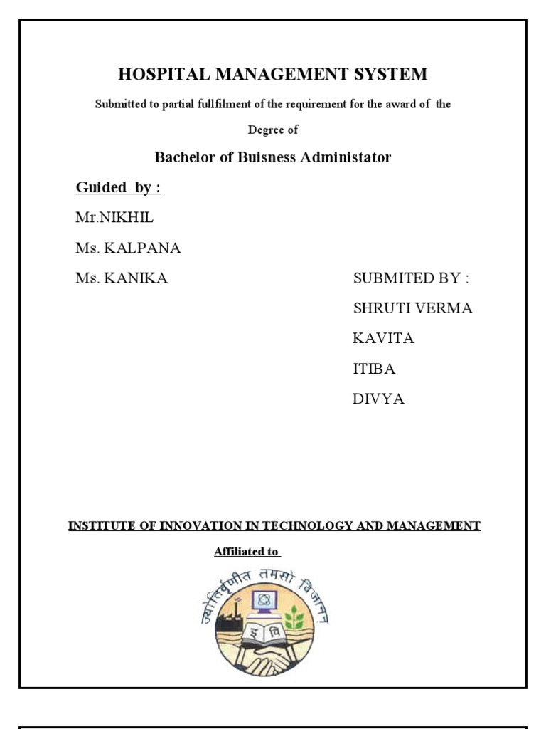 Hospital Management System Project BBA | PDF