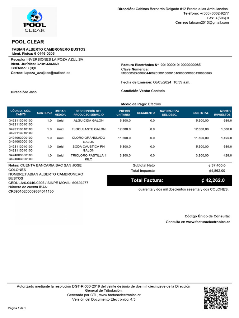 Factura Poza Azul | PDF | Industrias de servicio