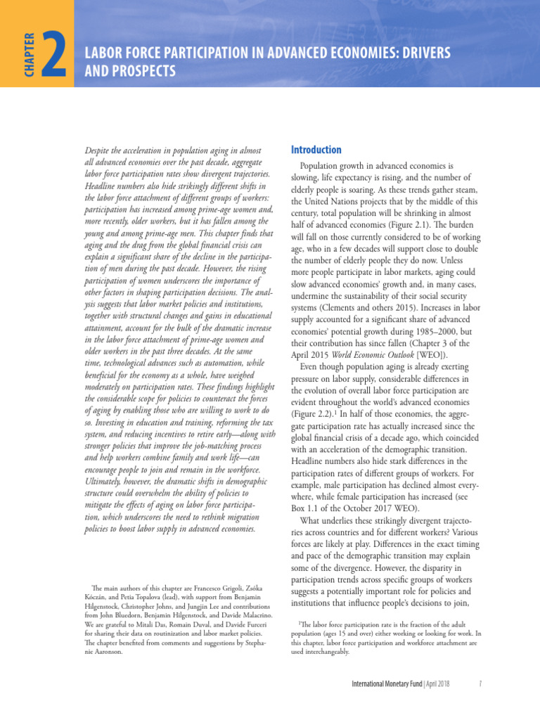 Labor Force Participation in Advanced Economies: Drivers and Prospects ...