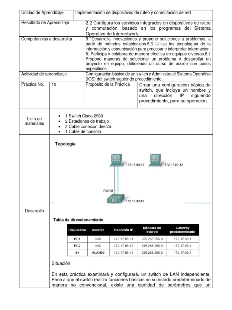 Practica 10 Cisco Descargar Gratis Pdf Conmutador De Red Dirección Ip