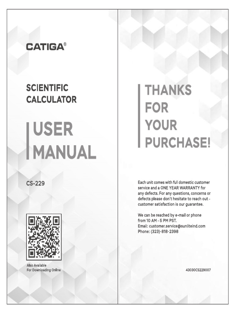 CATIGA CS 229 Graphic Functions Scientific Calculator User Manual | PDF
