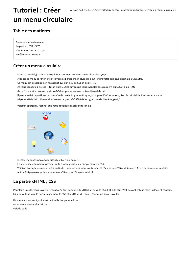 Tutoriel - Créer Un Menu Circulaire | PDF | JavaScript | Programmation web
