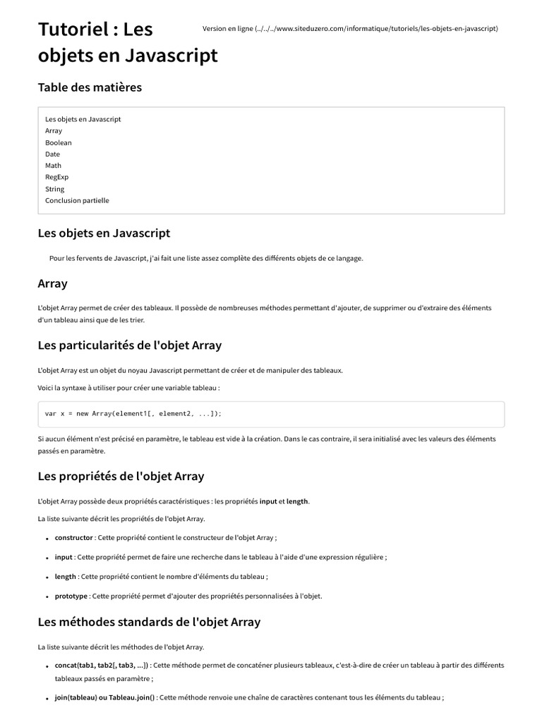Guide des objets en JavaScript | PDF | Expression régulière | JavaScript