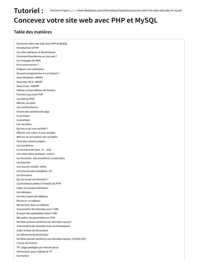 Débuter en PHP et MySQL | PDF | PHP | Internet