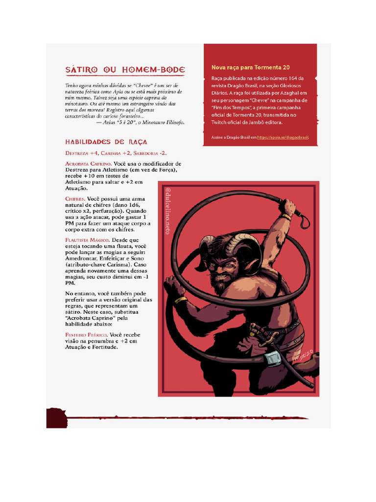 Raça Sátiro Ou Homem-Bode (FanMade) | PDF