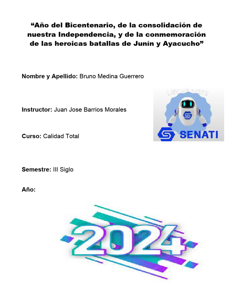 Entregable 01 de Calidad Total | PDF | Gestión de la calidad | Evaluación