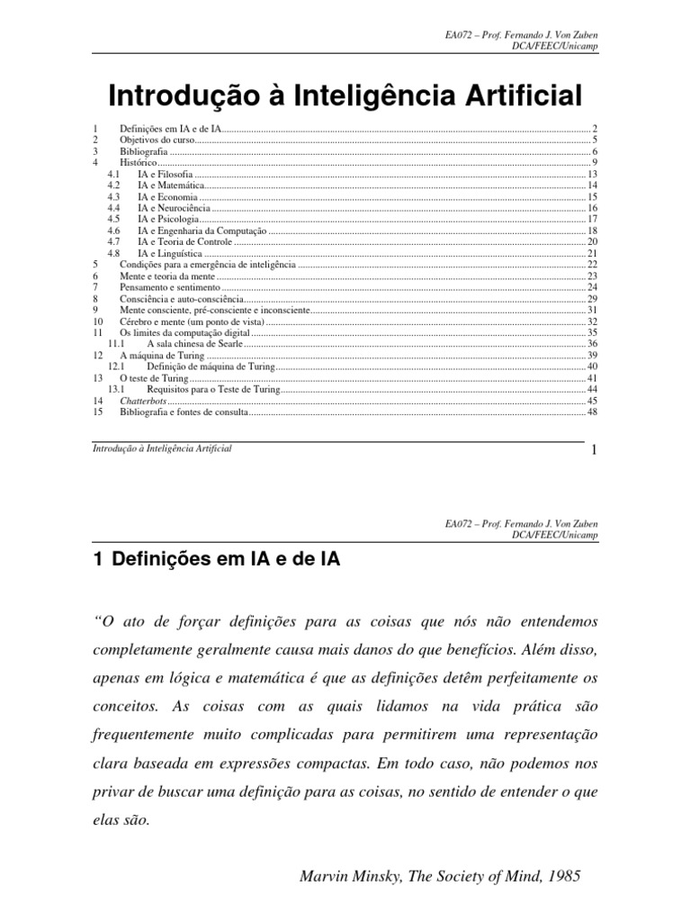 Introducao_a_Inteligencia_Artificial | PDF | Pensamento | Inteligência ...