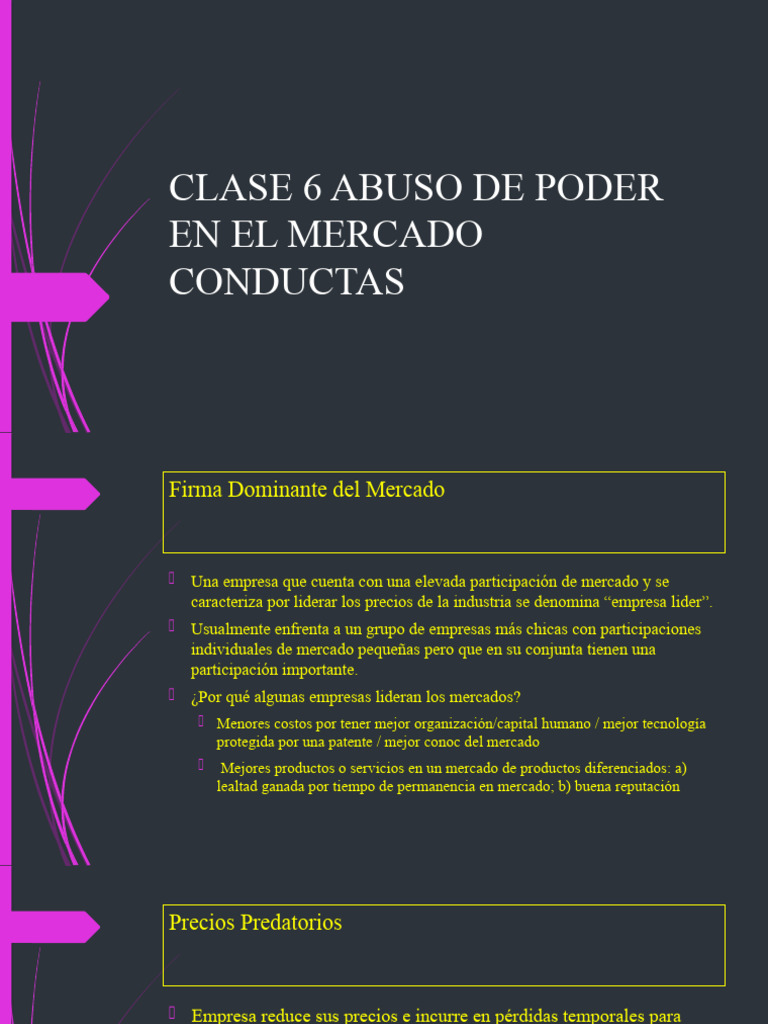 Clase 6 Abuso de Poder en El Mercado | Descargar gratis PDF | Discriminación de precios | Monopolio
