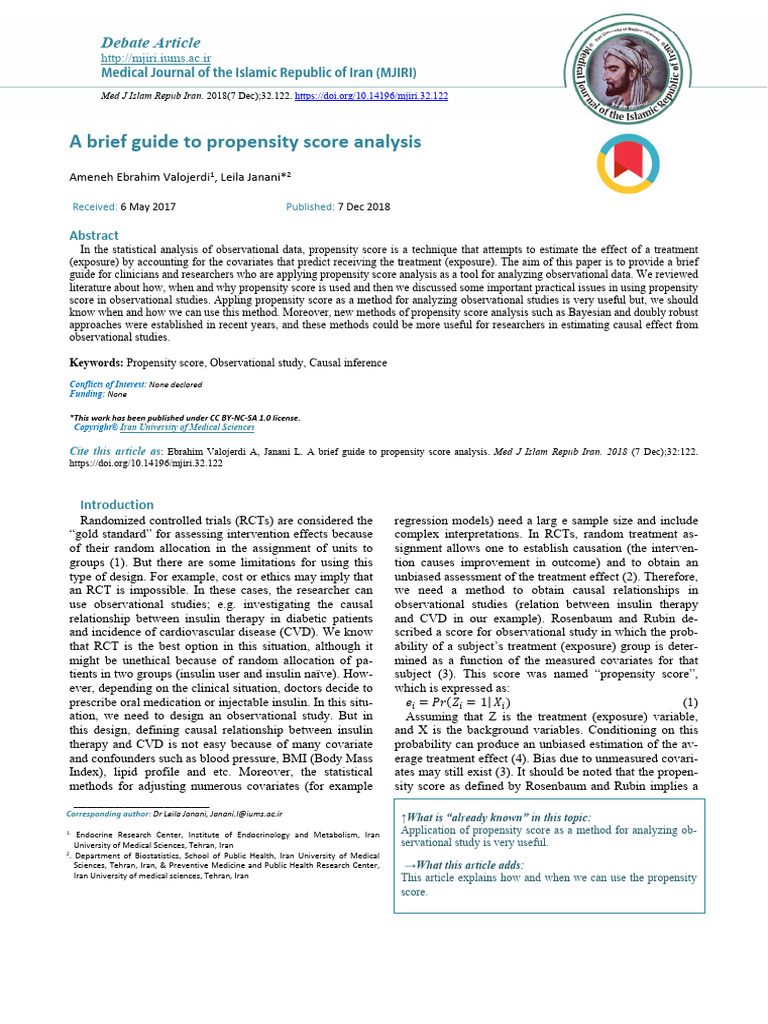 A Brief Guide To Propensity Score Analysis | PDF | Regression Analysis | Dependent And ...