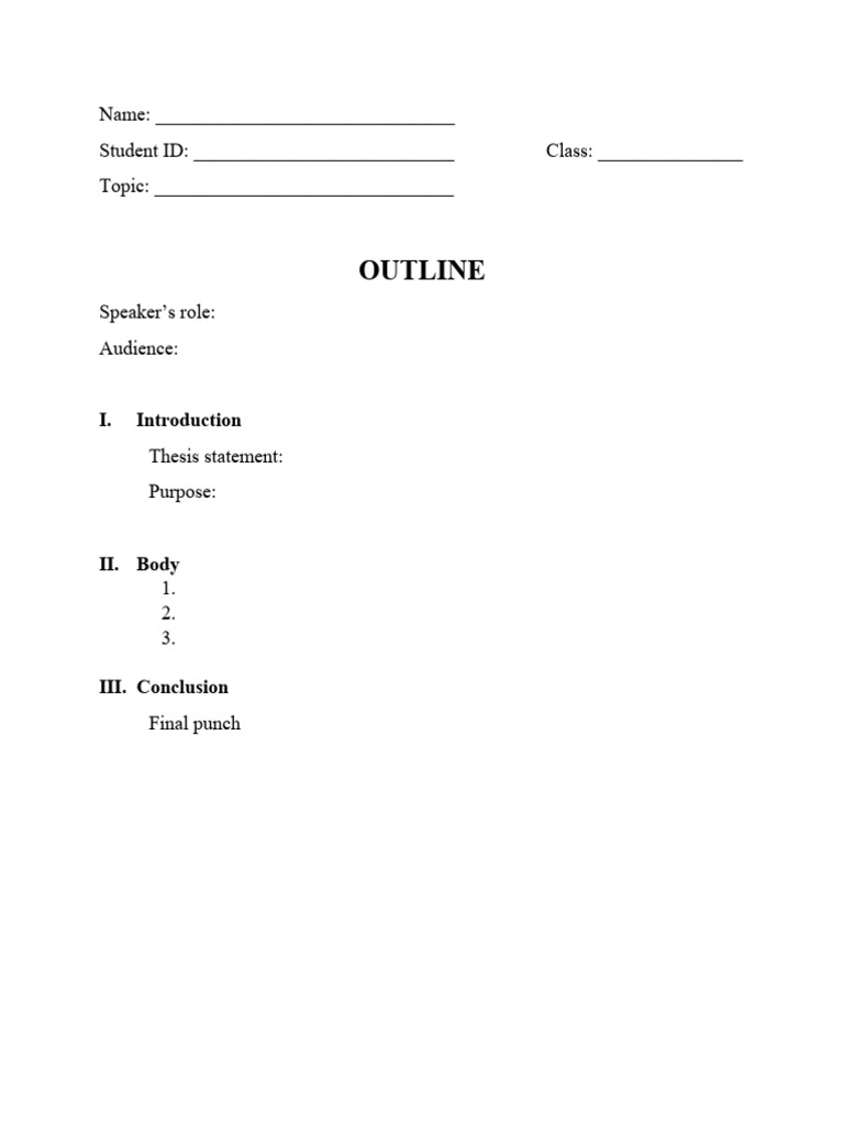 Speech Outline Template for Students | PDF | Social Science