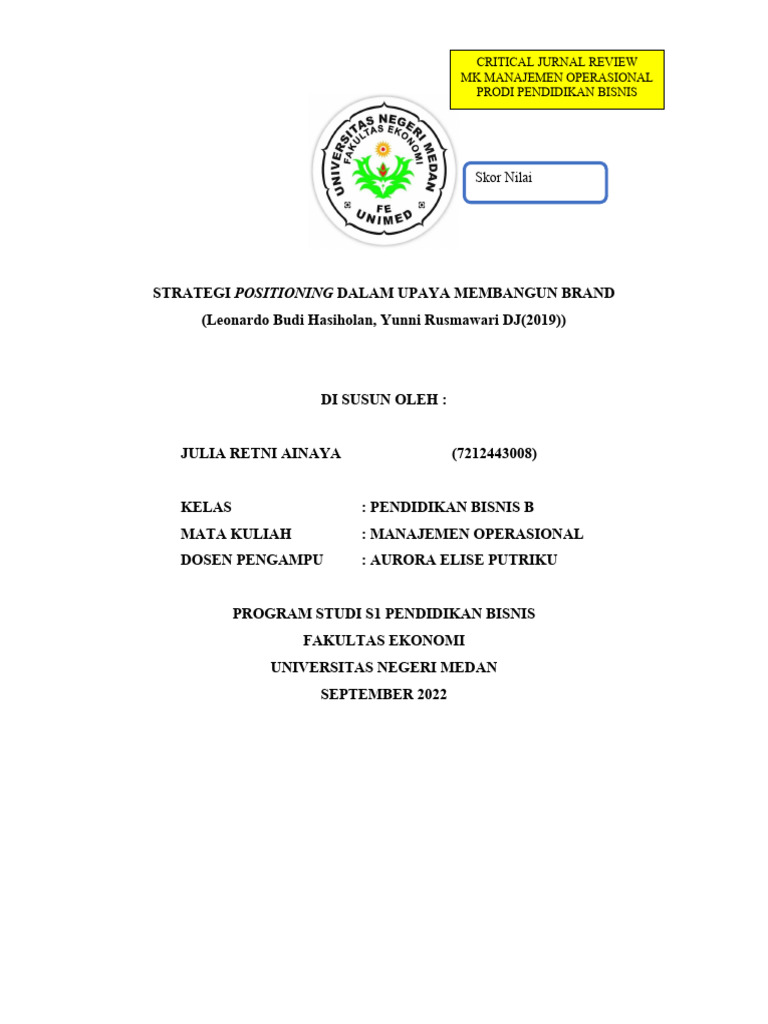 CJR Manajemen Operasional | PDF | Karier & Perkembangan