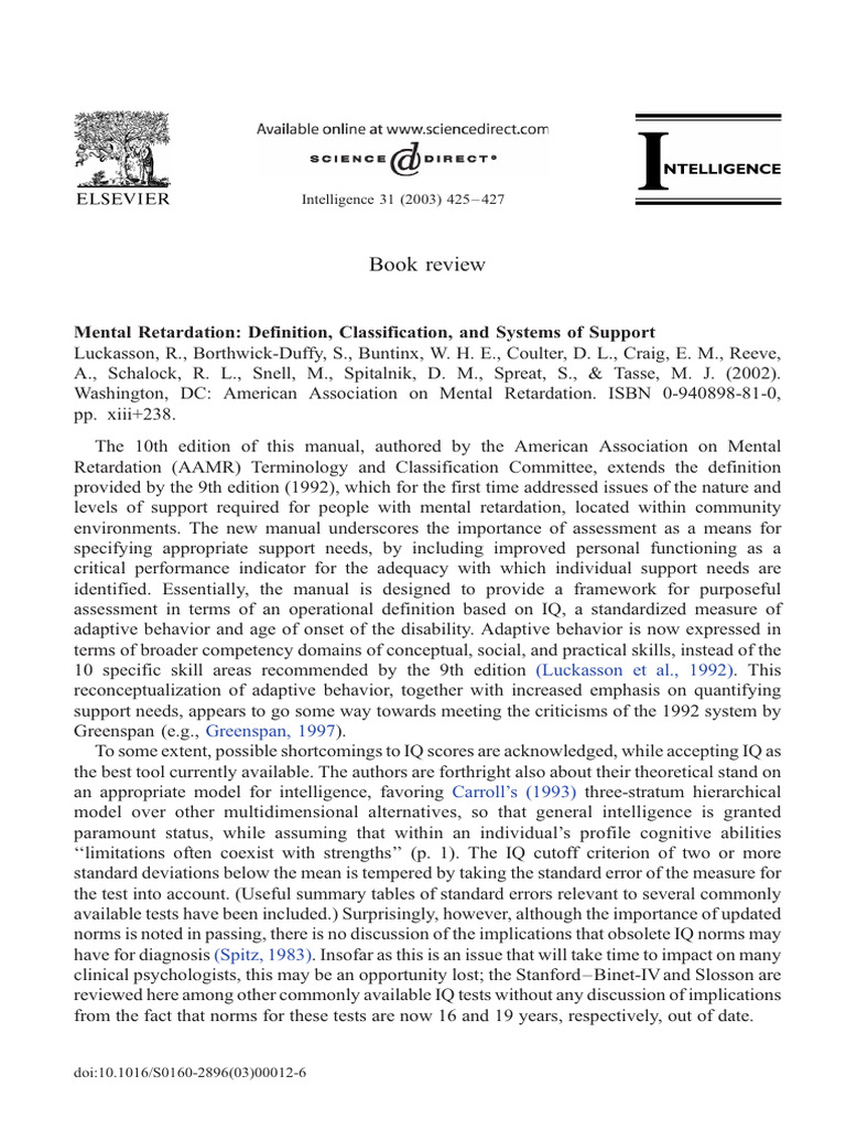 Nettelbeck 2003 | PDF | Intelligence Quotient | Intellectual Disability