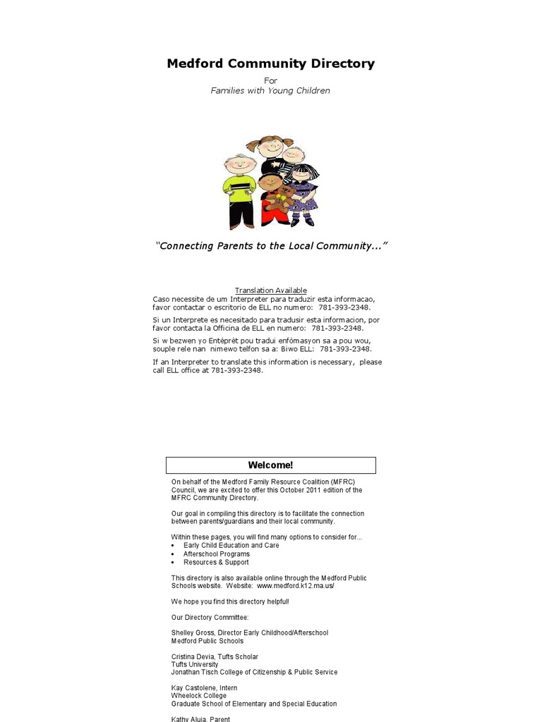 Medford Community Directory | PDF | Preschool | Inclusion (Education)