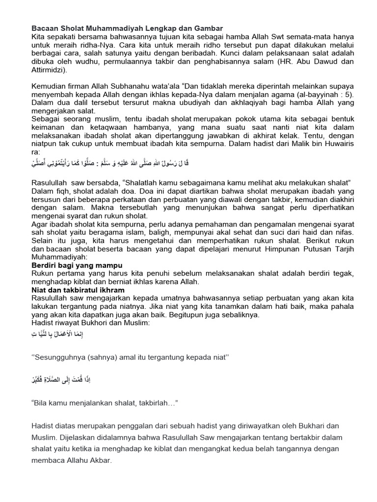 Bacaan Sholat Muhammadiyah Lengkap Dan Gambar | PDF | Agama & Spiritualitas