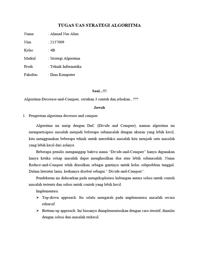 Tugas Uas Strategi Algoritma | PDF