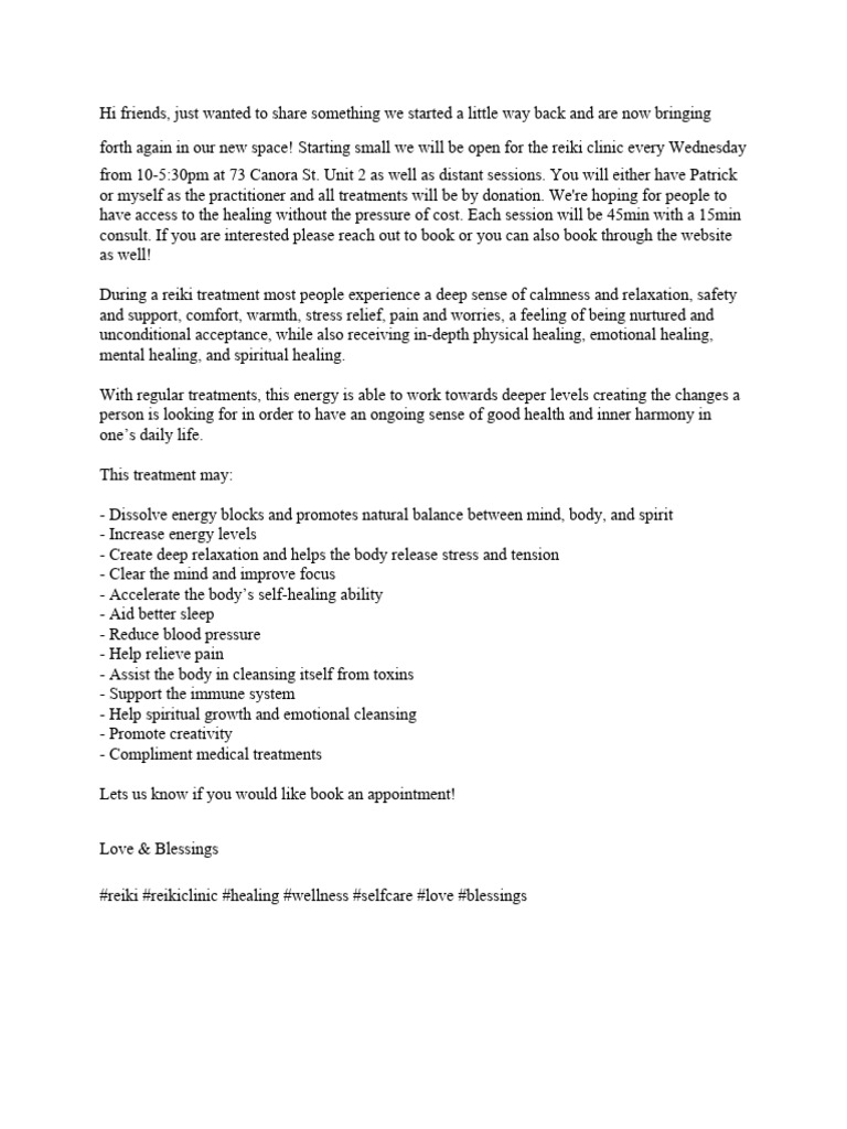 Reiki Writeup | PDF | Relaxation (Psychology) | Energy Medicine