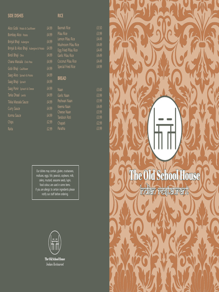 The Old School House IN MENU | PDF | Indian Cuisine | Curry