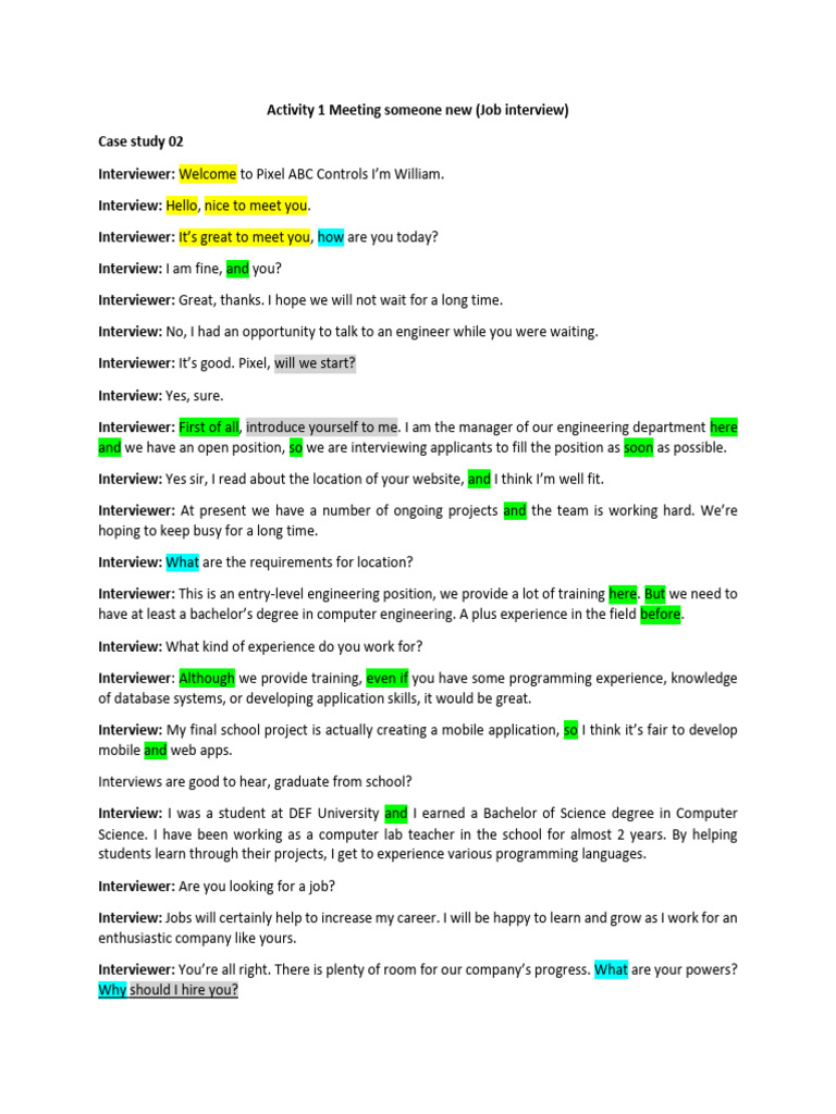 Entrevista de Trabajo en Ingles | PDF | Recruitment | Human Communication