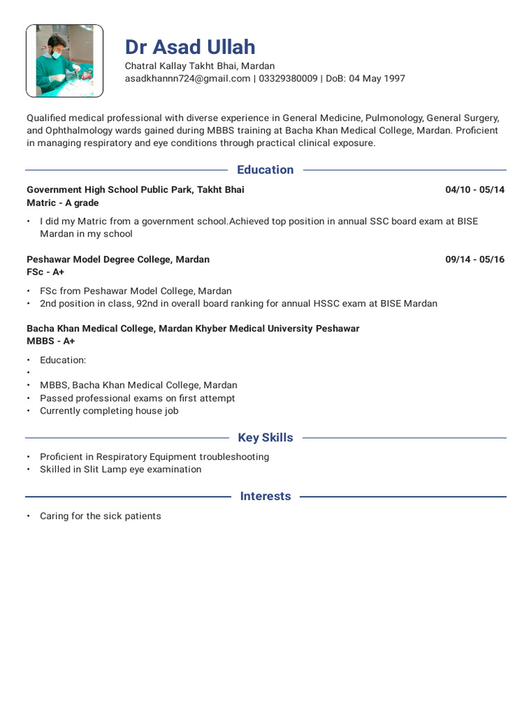 DR Asad Ullah - Resume | PDF