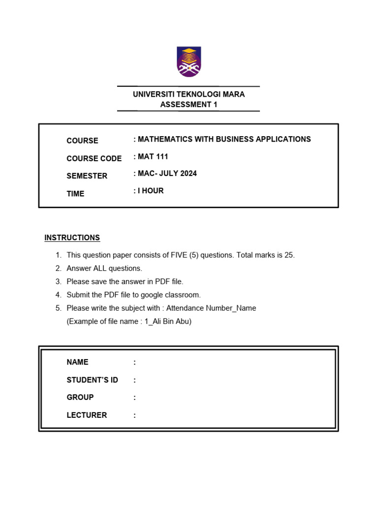 Mat111 - Assessment 1 - Question | PDF | Numbers | Prime Number