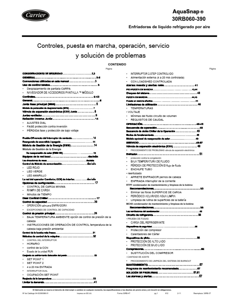 CHILLER CARRIER 30RB - En. ESPAÑOL | PDF | Refrigerante ...