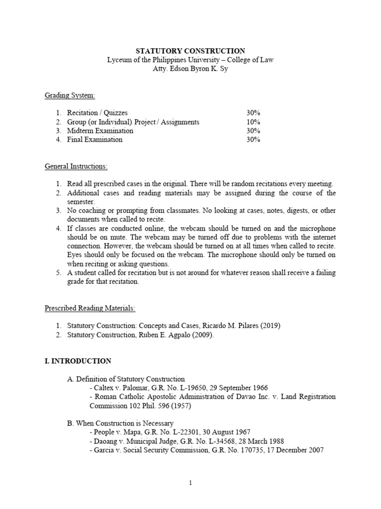 Understanding Statutory Construction | PDF | Separation Of Powers ...