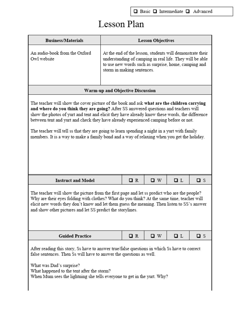 Reading Lesson-Plan-Template | PDF | Lesson Plan | Learning