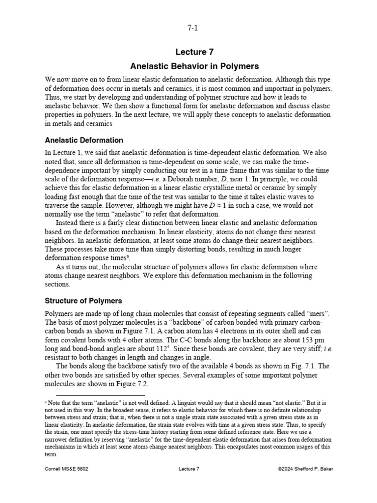 Anelastic Behavior in Polymers | PDF | Deformation (Engineering) | Elasticity (Physics)