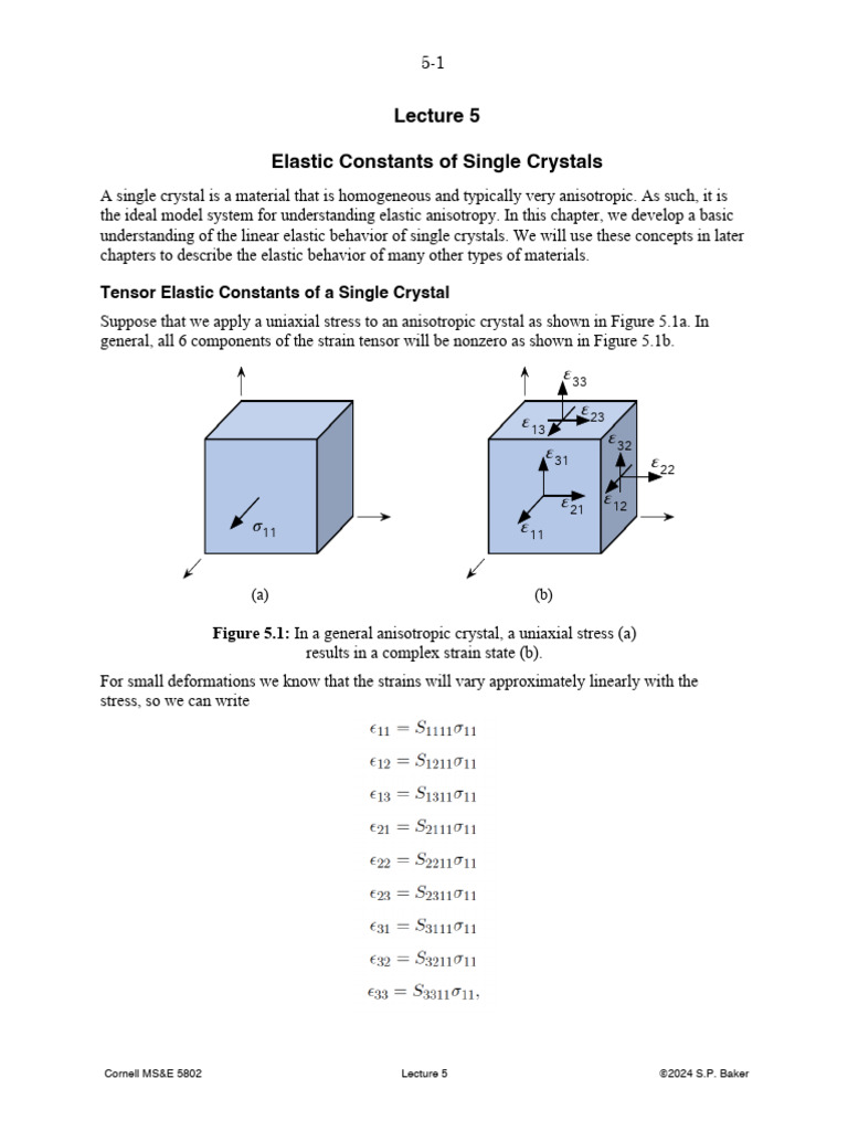 Elastic Constants of Single Crystals Class notes | PDF | Deformation ...