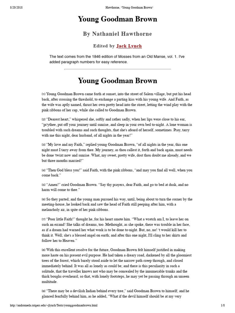 Hawthorne Young Goodman Brown Lynch | PDF
