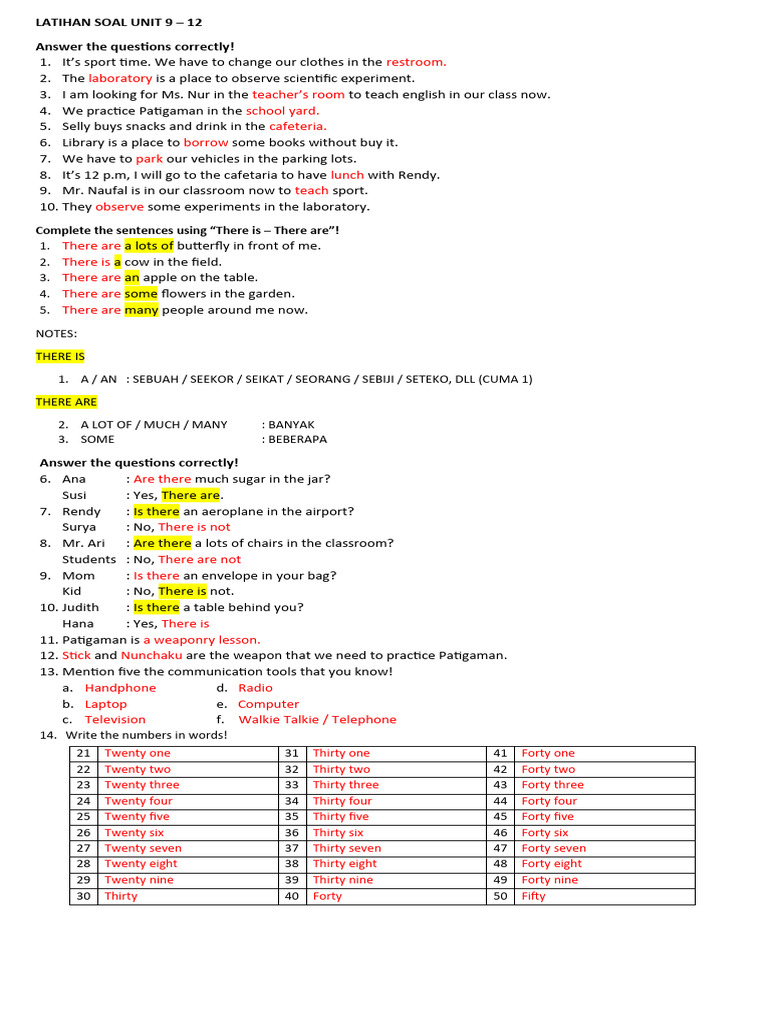 Latihan Soal Unit 9 - 12 | PDF