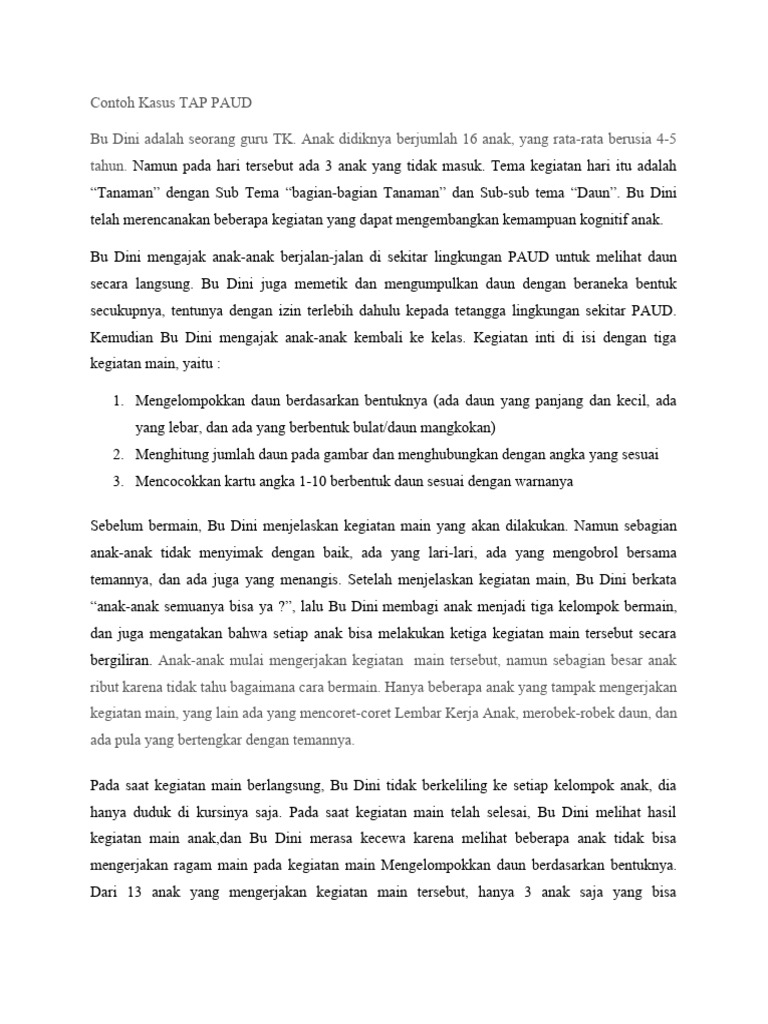 Contoh Kasus TAP | PDF | Karier & Perkembangan | Pengembangan Diri