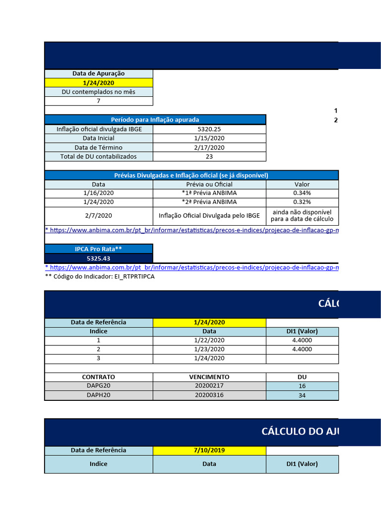 Exemplo Prorata IPCA e Ajustado de DAP | PDF