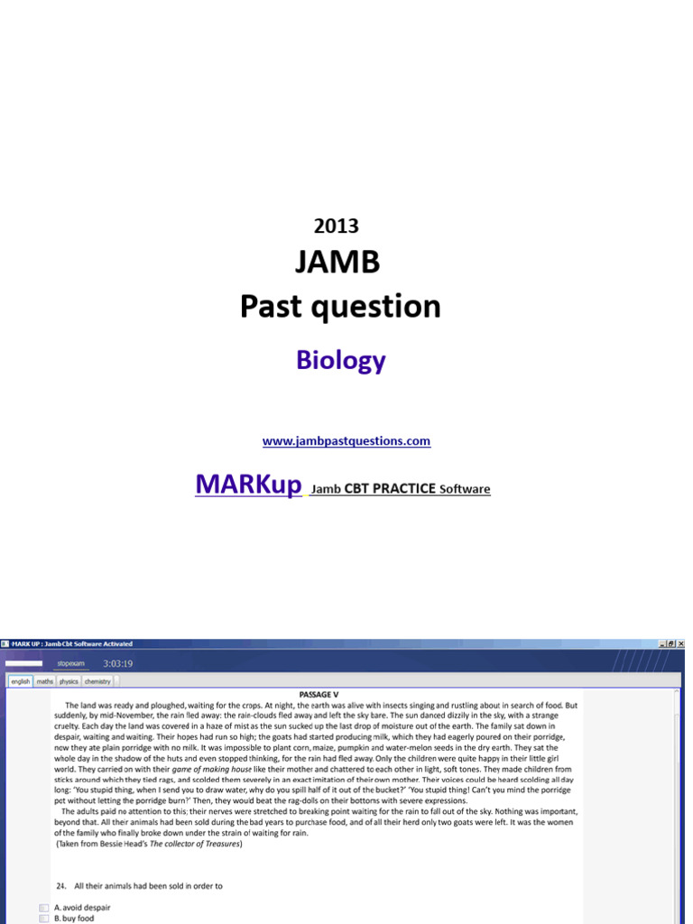 Biology Jamb Past Question 2013 | PDF | Blood | Heart