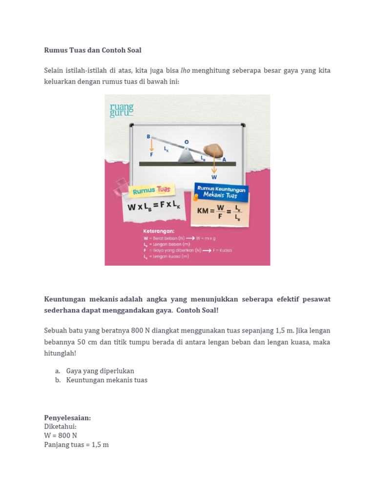 Rumus Tuas Dan Contoh Soal | PDF