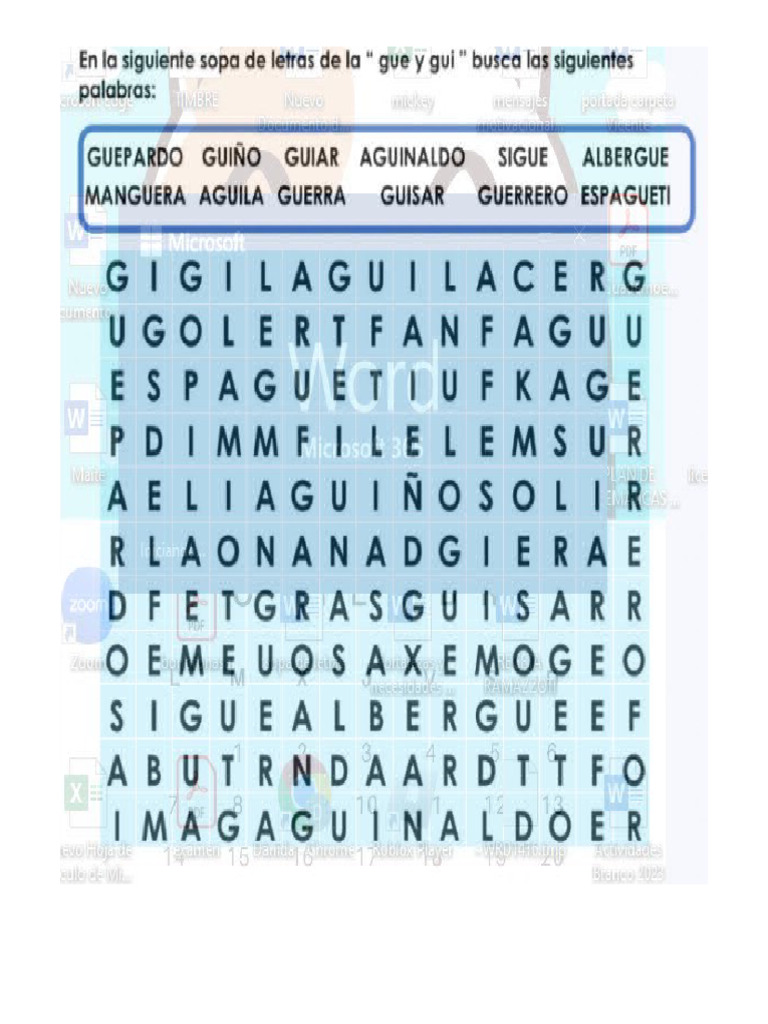 Sopa de Letras Gue-Gui | PDF