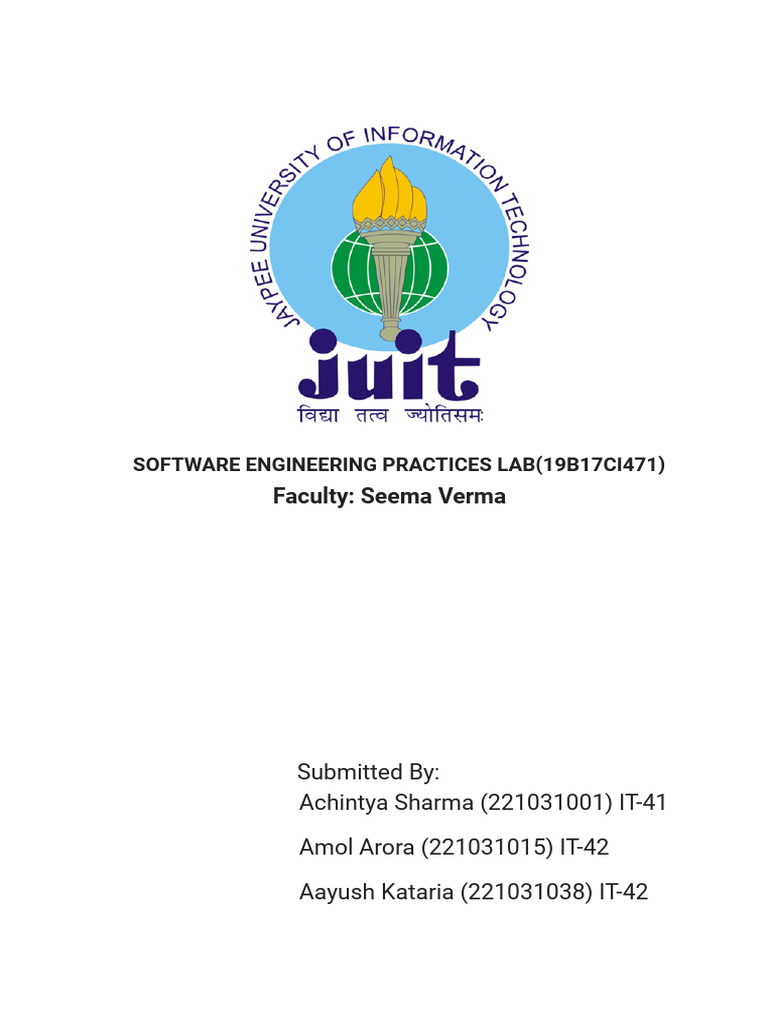 Faculty: Seema Verma: Software Engineering Practices Lab (19B17Ci471) | PDF | Cloud Computing ...