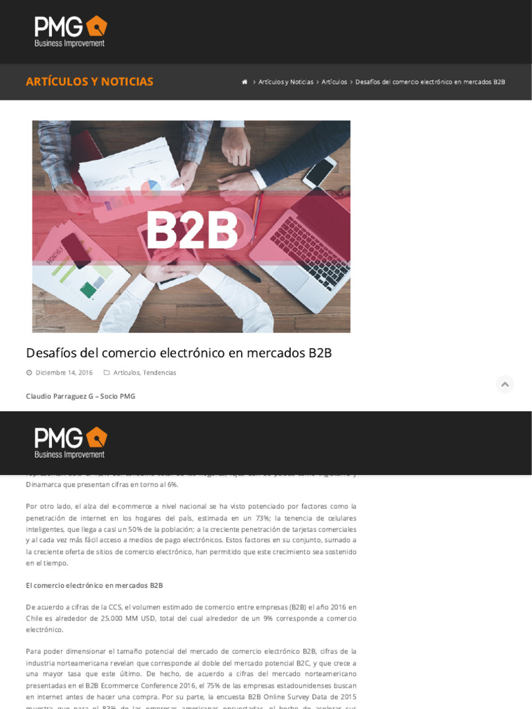 Desafíos Del Comercio Electrónico en Mercados B2B - PMG - Business Improvement | Descargar ...