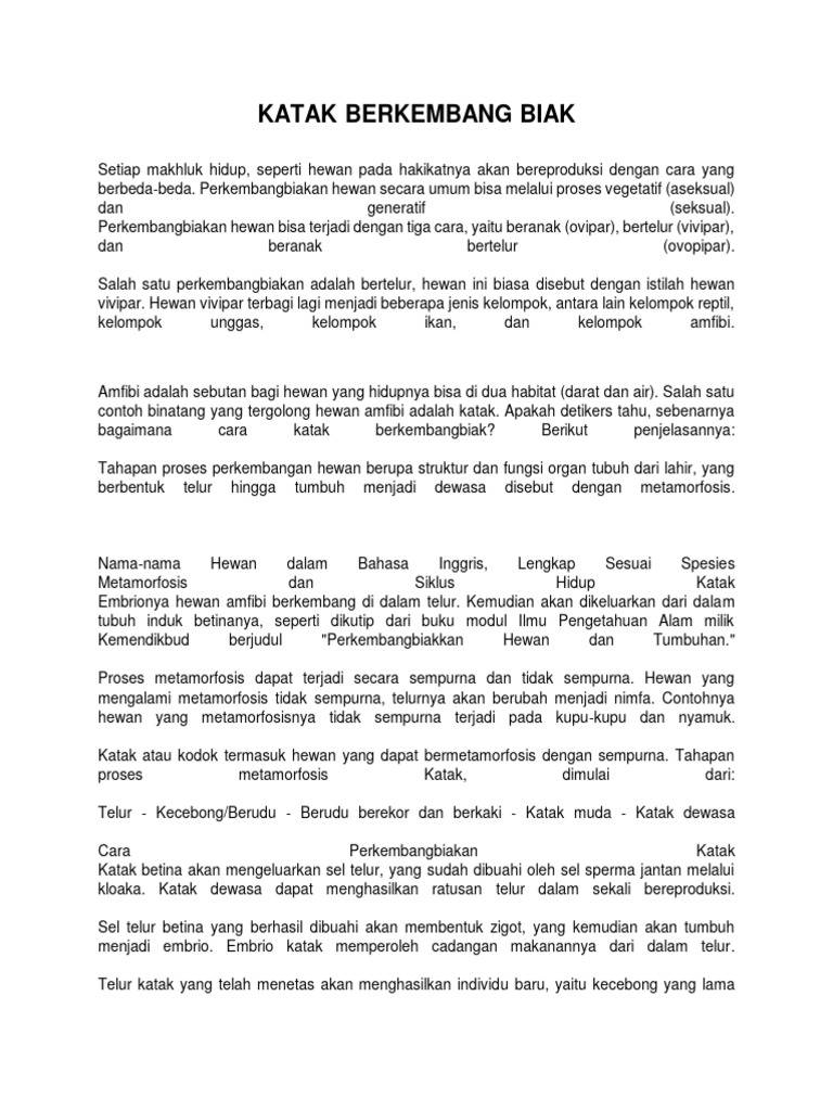 Katak Berkembang Biak | PDF