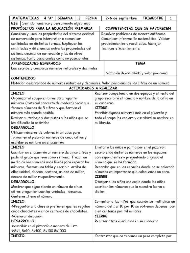 Notación Desarrollada y Valor Posicional 4to Grado Primaria | Descargar ... Notación Desarrollada y Valor Posicional 4to Grado Primaria | Descargar ...