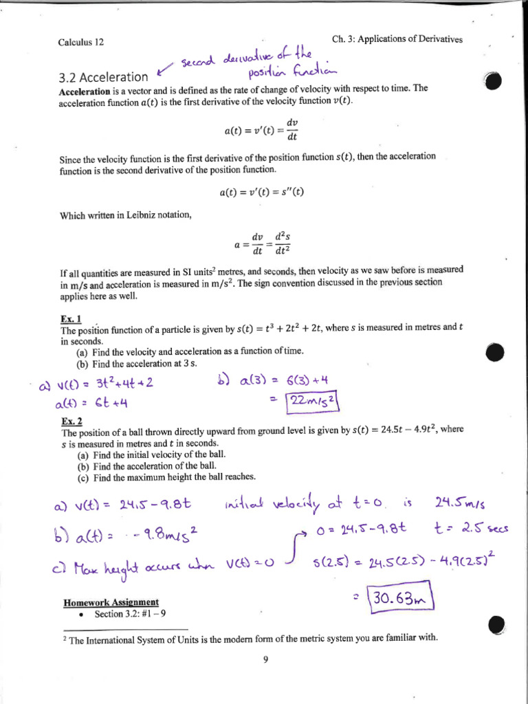 Section 3.2 - Acceleration - Filled in Examples | PDF