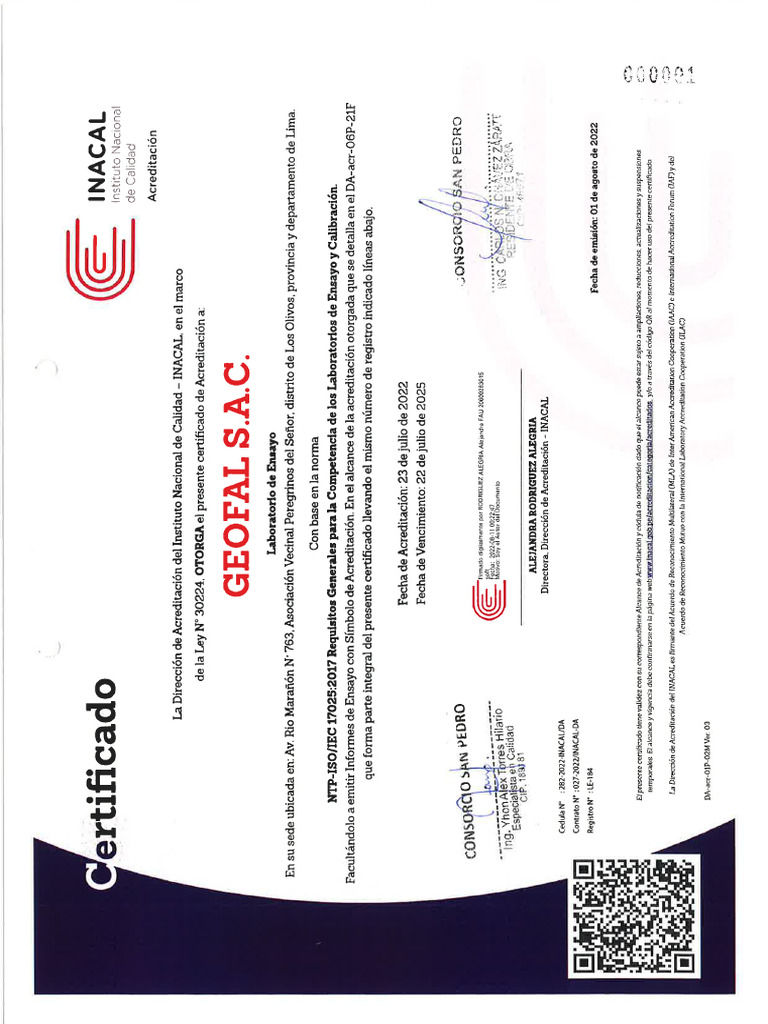 Certificado Lab. Inacal 1 | PDF