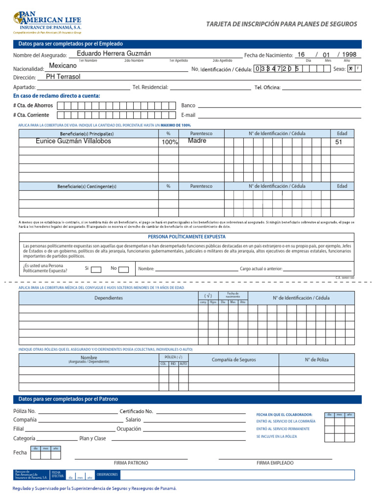 FORMULARIO TARJETA DE INSCRIPCION - COLECTIVO PALIG (3) | PDF | Economias