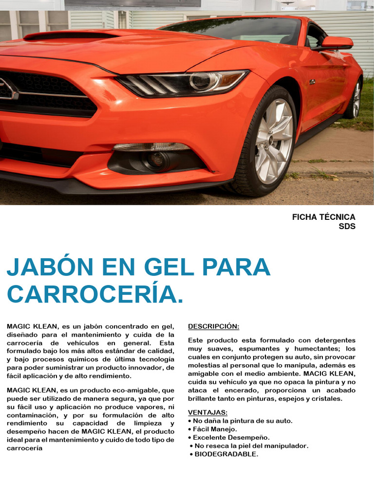 Jabón Gel Magic Klean para Carrocería | PDF | Agua | Solubilidad