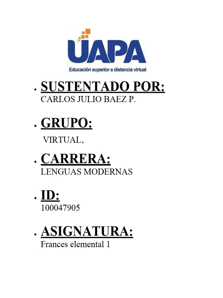 frances elemental tarea 9 | PDF