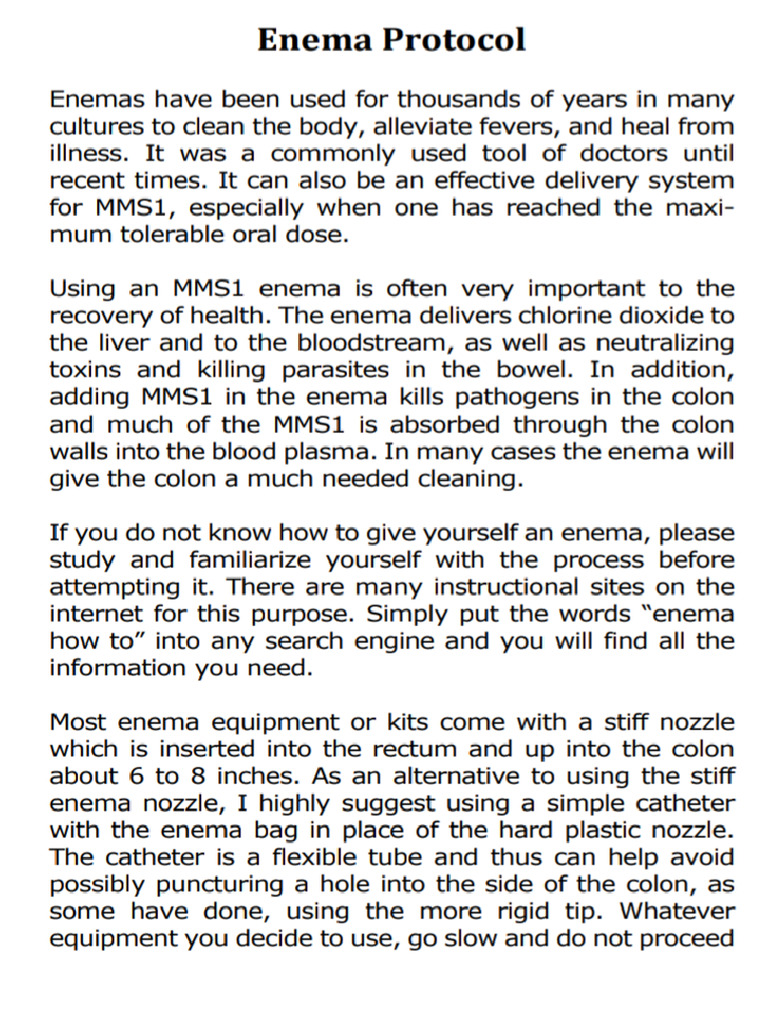 MMS Enema Protocol | PDF