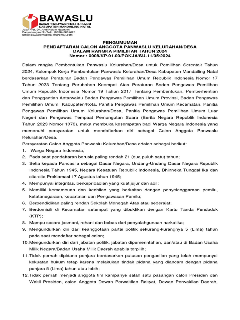 Pengumuman Pendaftaran PKD Tahun 2024 | PDF